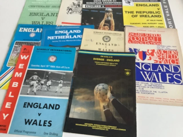 10 X ENGLAND Under21/23/Schools FOOTBALL PROGRAMMES list 1 £3.30 ...