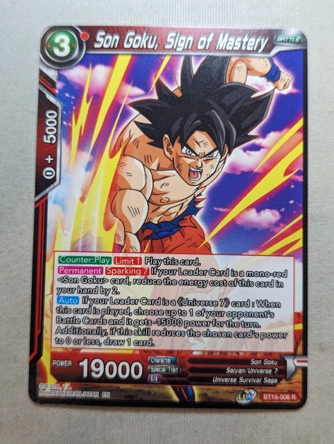 DRAGON BALL SUPER Son Goku, Sign of Mastery - BT16-006 R TCG - NON FOIL ...