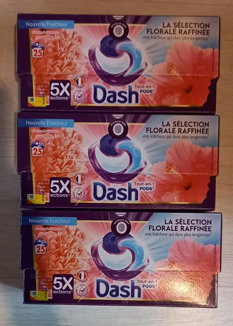LOT DE 3 Boites de lessive Dash soit 75 capsules Sélection florale ...