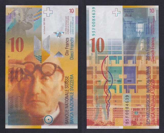 BANKNOTE SCHWEIZ 10 Franken 1995 P 66a.3 Fds / UNC EUR 25,19 - PicClick DE