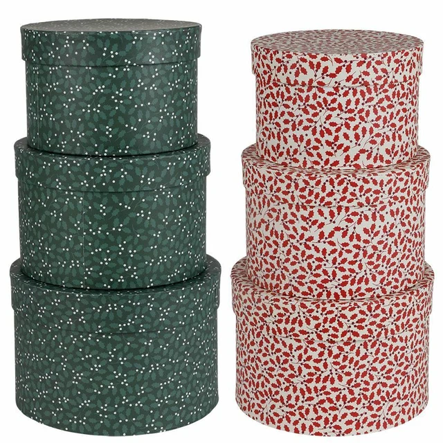 BOÎTE-CADEAU SET ROND Ilex 3-teilig Boîte Carton Sachets Décoration de ...