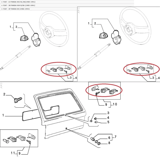 COMPLETE LOCK KIT Fiat Panda 141 up to 2003 for 7654911 $64.65 ...
