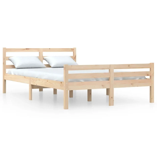 WALPLUS SOLID WOOD Bed Frame Without Mattress 140x200 cm Double Bed ...