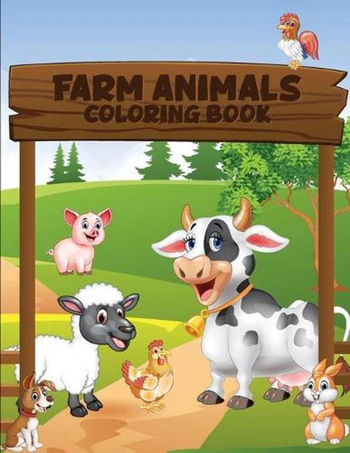 FARM ANIMALS COLORING Book: Simple and Fun Designs: Cows, Chickens ...