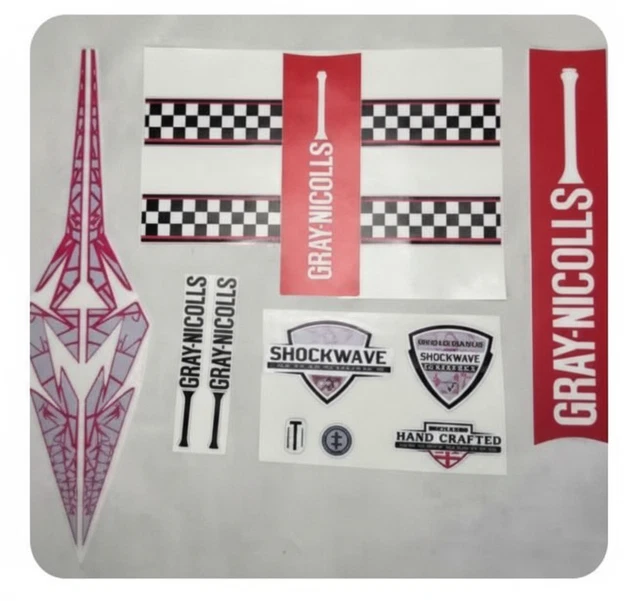 2X GRAY NICOLLS Shockwave Cricket Bat Stickers Decals Set Replacement ...