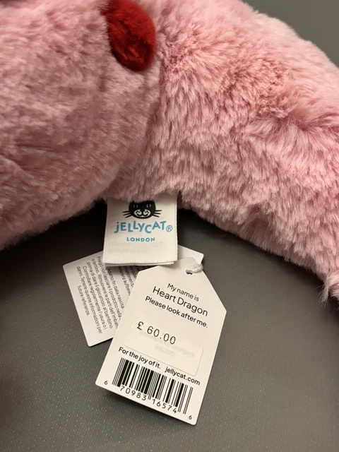 JELLYCAT HEART DRAGON Valentines Day 100% Genuine Fenwick BrandNew With ...