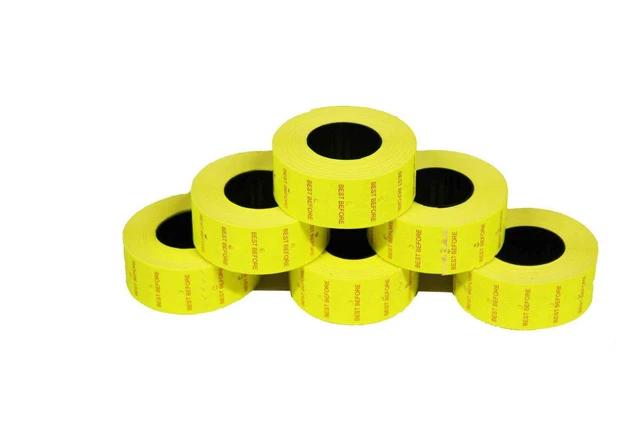 5 ROLLS JOLLY Price Gun Pricing Labels CT1 22x12 Yellow Best Before in ...