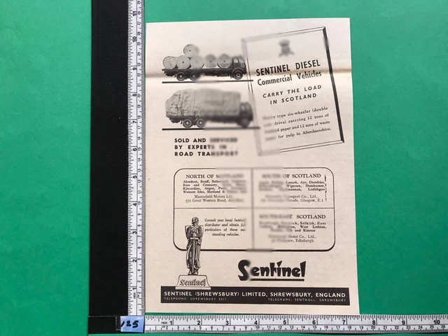 SENTINEL DIESEL COMMERCIAL Vehicles advert 1950 C. Davidson & Son ...