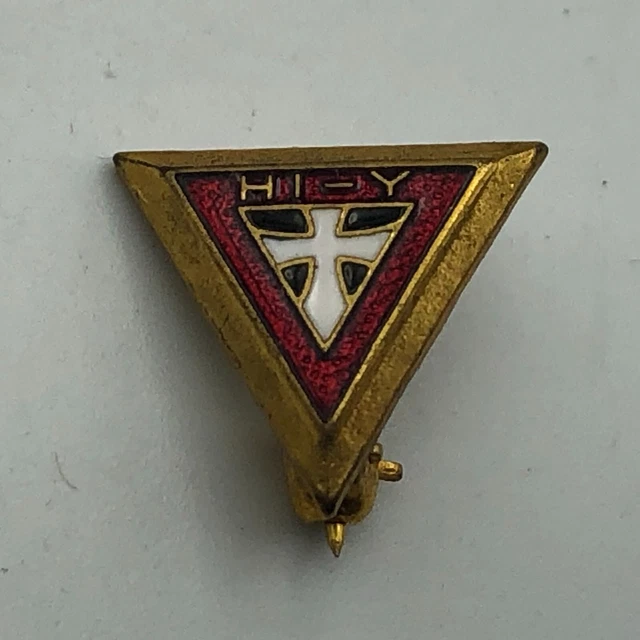 VTG ANTIQUE YMCA Triangle Hi-Y Small Enamel Lapel Pin Cross Symbol ...