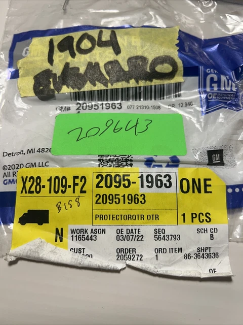 CHEVROLET CAMARO 2010-2015 Quarter Panel Stone Guard Deflector 20951963 ...