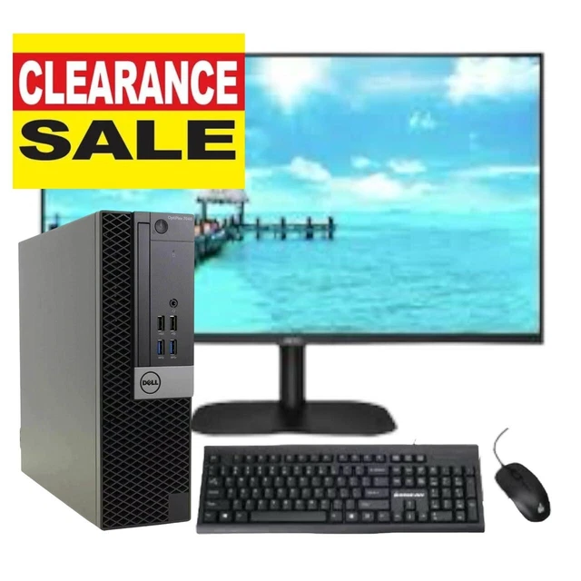 DELL DESKTOP COMPUTER i7-6th 16GB RAM 256GB SSD Win11 with 24" LCDs ...