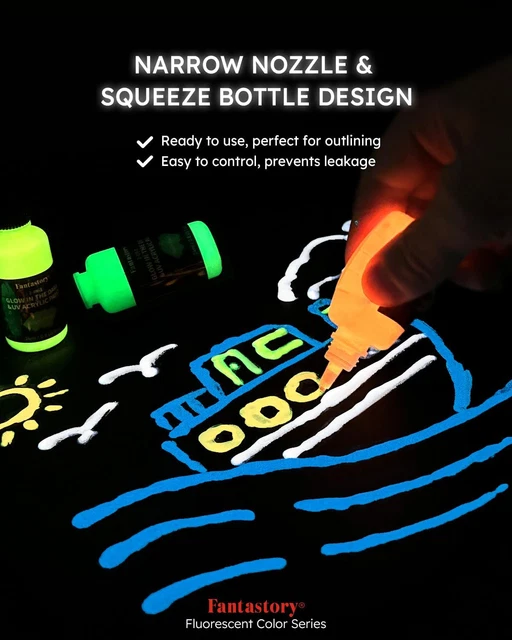 HALLOWEEN GLOW IN the Dark Paint,0.8Ozx8,Neon Colors Glow Acrylic ...