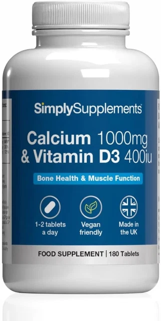 CALCIUM 1000MG & Vitamin D3 400iu | Supports Bone & Teeth Health ...