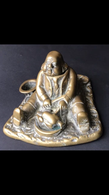 VICTORIAN BRASS INKWELL DANIEL LAMBERT Once Worlds Largest Man - Lovely ...