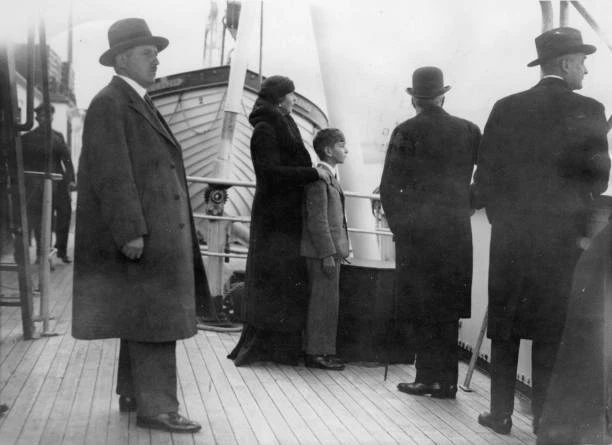 PRINCE PETER II of Yugoslavia with his mother queen Mary of Romani- Old ...