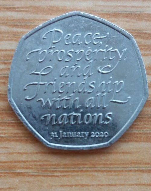 RARE 50P COIN 2020 Peace Prosperity and Friendship with all nations £ ...