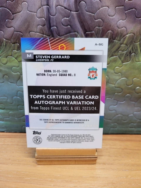 2023-24 TOPPS FINEST UEFA Club Competitions Steven Gerrard Green Auto ...