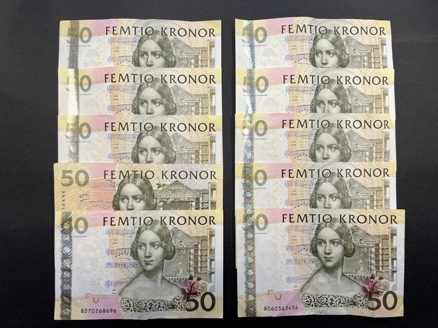 SWEDEN 50 KRONOR Banknote Set (10) LOT: 1101-004 £0.99 - PicClick UK