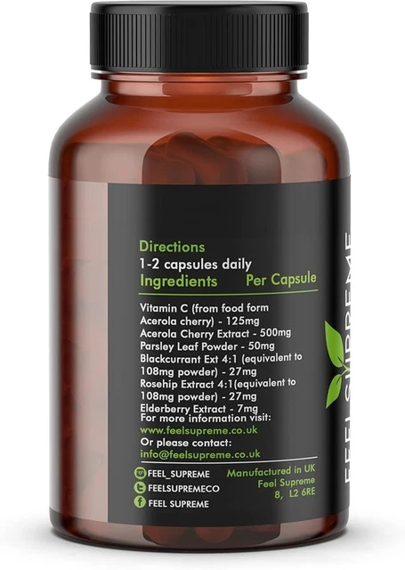 FEEL SUPREME 100% Natural Vitamin C 60 Capsules £26.05 - PicClick UK
