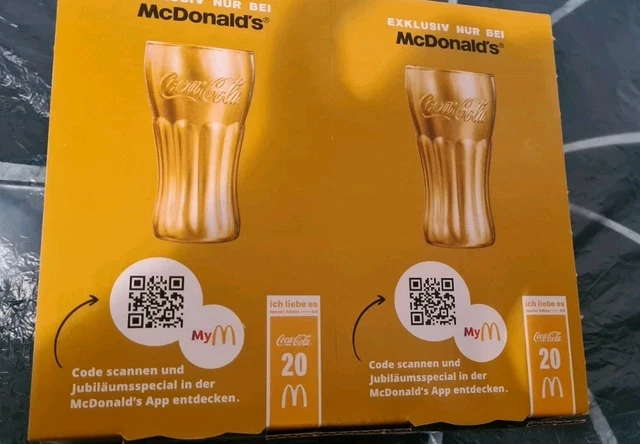 MCDONALDS COCA-COLA GLAS 2025 Gold 2 Stück Jubiläumsgläser NEU & OVP ...