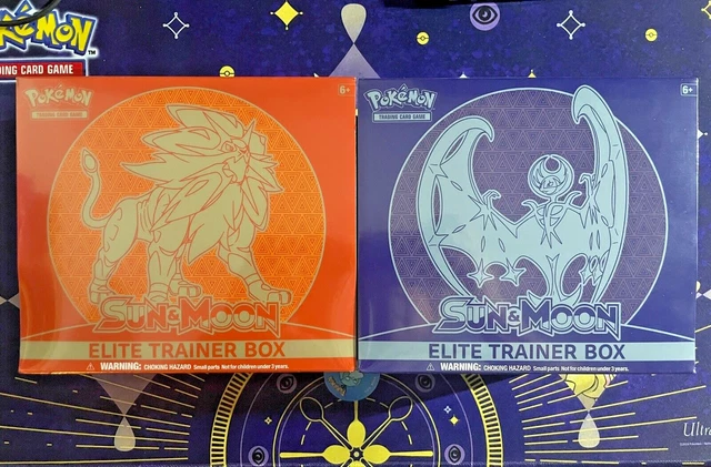 SUN & MOON Base Elite Trainer Box SET OF 2 NEW SEALED Solgaleo Lunala ...