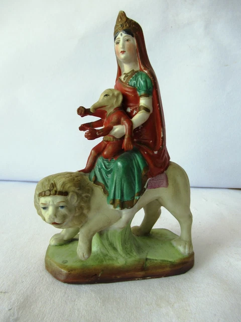 ANTIQUE GERMAN BISQUE Figure Ravi Varma Parvati With Ganesha Sitting On ...