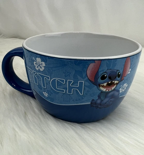 DISNEY LILO STITCH Alien Smile Face Blue Ceramic Bowl Mug 24oz. New EUR ...