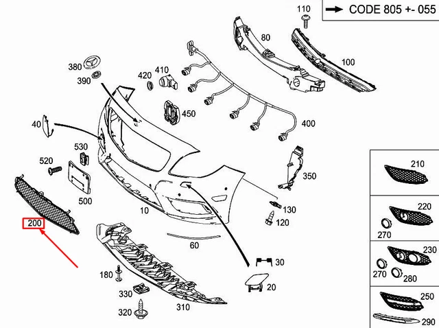 NEUF MERCEDES-BENZ B W246 Bumper Avant De La Calandre A2468851122 ...