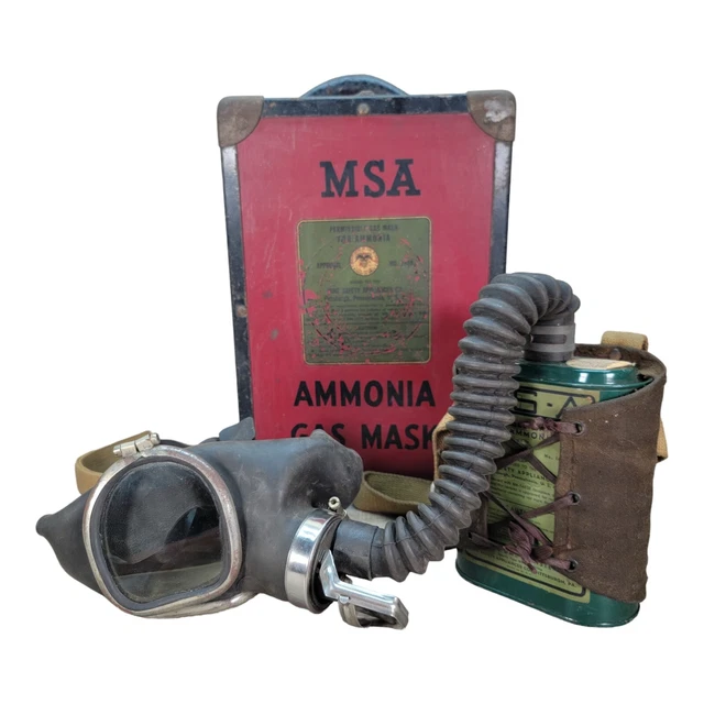 VINTAGE MSA MINE Safety Appliance Co Ammonia Gas Mask Orig Box W MASK ...