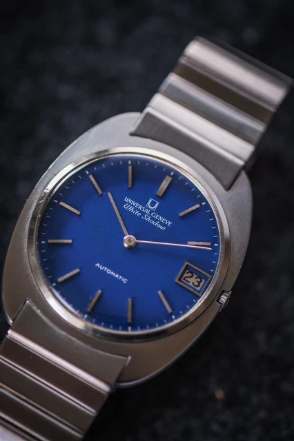 UNIVERSAL GENEVE WHITE Shadow Automatic Microrotor Ref. 867103 Blue ...