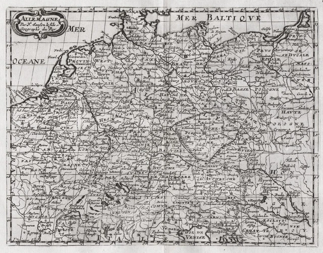 DEUTSCHLAND DEUTSCHES REICH Germany Sanson Karte map Kupferstich 1680 ...