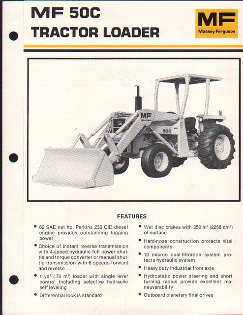 MASSEY FERGUSON &MF 50C" Industrial Tractor Loader Brochure Leaflet £8.00 - PicClick UK