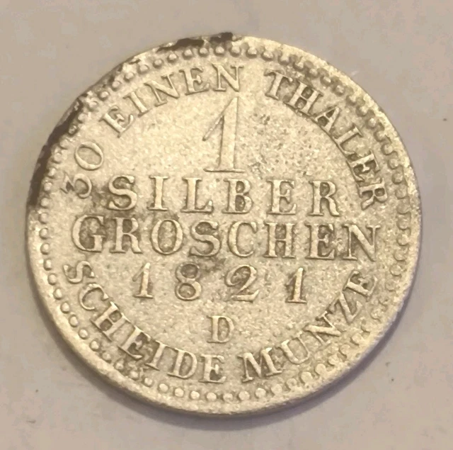 PREUSSEN - 1 Silbergroschen - 1821 D - Silber - 19 mm - EUR 1,00 ...