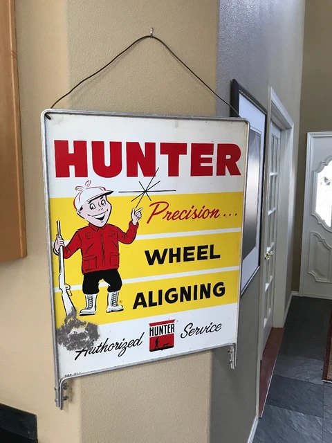 VINTAGE HUNTER WHEEL Alignment Advertising Metal Sign Original $153.51 ...