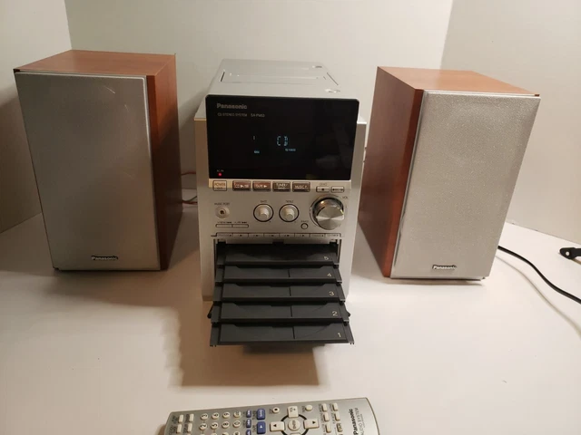 PANASONIC SA-PM53 BOOKSHELF Stereo 5 Disc CD Changer Cassette Player AM ...