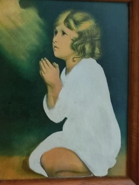 TABLEAU LITHOGRAPHIE SUR Bois Le Petit Infant Samuel En Priere Joshua ...