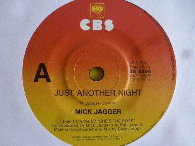 *MICK JAGGER (ROLLING Stones) "Just another night" 7" Vinyl Record ...