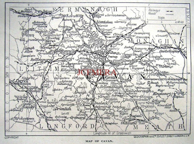 MAP OF CAVAN 1924 - Vintage Hutchinson's 'Britain Beautiful' Print £3. ...