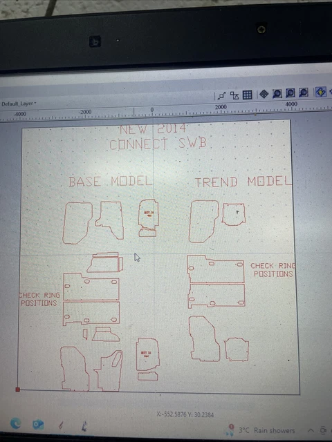FORD TRANSIT 2014 Connect SWB DXF files - Ply Lining Sides & Floor £1. ...
