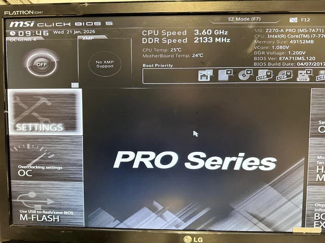 MSI Z270=A PRO Motherboard,CORE I7 7700 CPU,48GB RAM BUNDLE,GTX 980 GPU ...