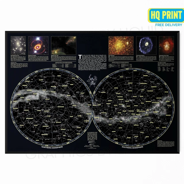 STAR CHART SKY Cosmos Space Educational Map Wall Picture Poster £3.99 ...