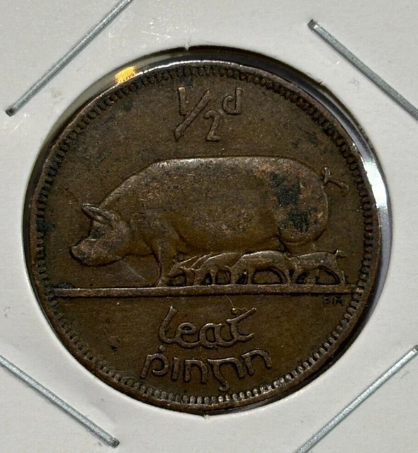 1928 IRELAND 1/2 Penny Pig Coin $6.99 - PicClick AU