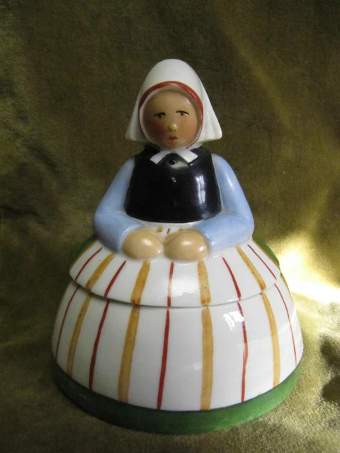 BOITE À POUDRE porcelaine allemande art deco paysanne Sitzendorf ...