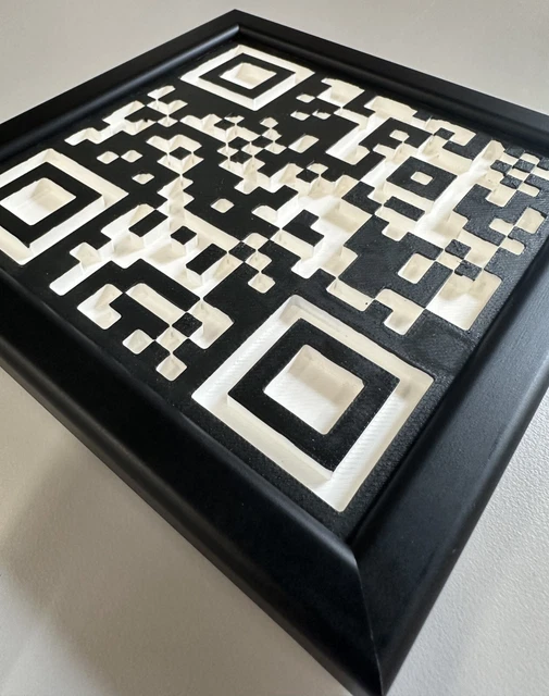 3D PRINTED CUSTOM Rectangle 3d QR Code with black wooden frame, call ...