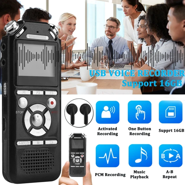 LECTURE DIGITAL VOICE Recorder Dictaphone Audio MP3 Sound Mini Spy ...