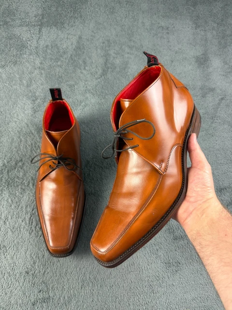 JEFFERY WEST MENS Leather Chukka Boots Tan UK 12 Preppy Formal Made in ...