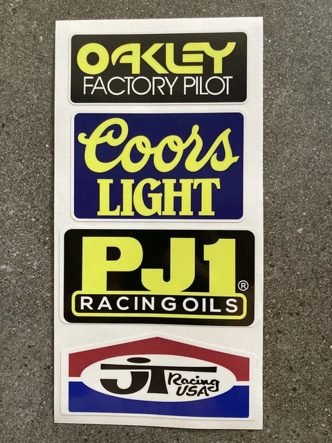 VINTAGE MOTOCROSS DECAL Set / Oakley Factory Pilot/ Coors Light/ PJ1 ...