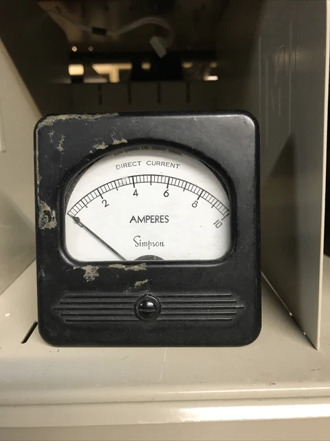 VINTAGE SIMPSON Radio Panel Meter Simpson 0-10 DC Amperes Square Model ...