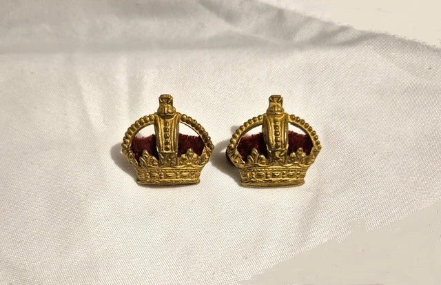 ORIGINAL WW2 BRITISH Army Officer Crown Major Rank Pip Badges Matching ...