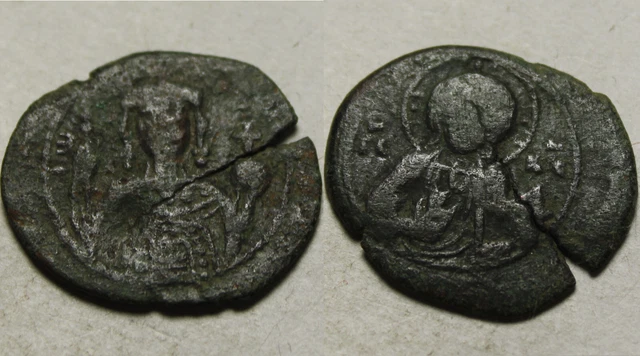 RARE GENUINE ANCIENT BYZANTINE coin TETARTERON Manuel I Comnenus cross ...